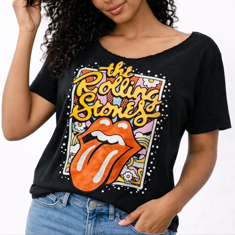 the Rolling Stones | Tops | Rolling Stones Graphic Tshirt Black Cut ...